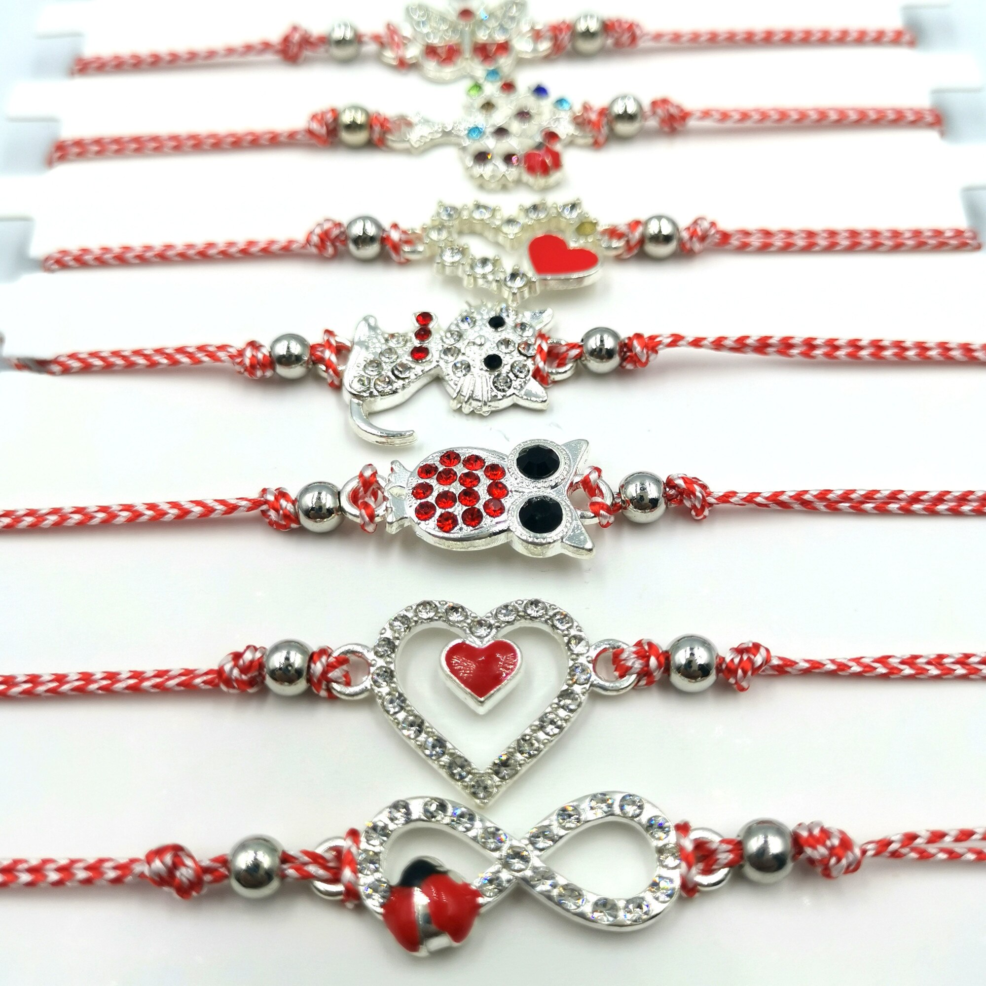 Set 12 martisoare bratari, NEVERMORE, N1002, Lungime reglabila, Rosu ...