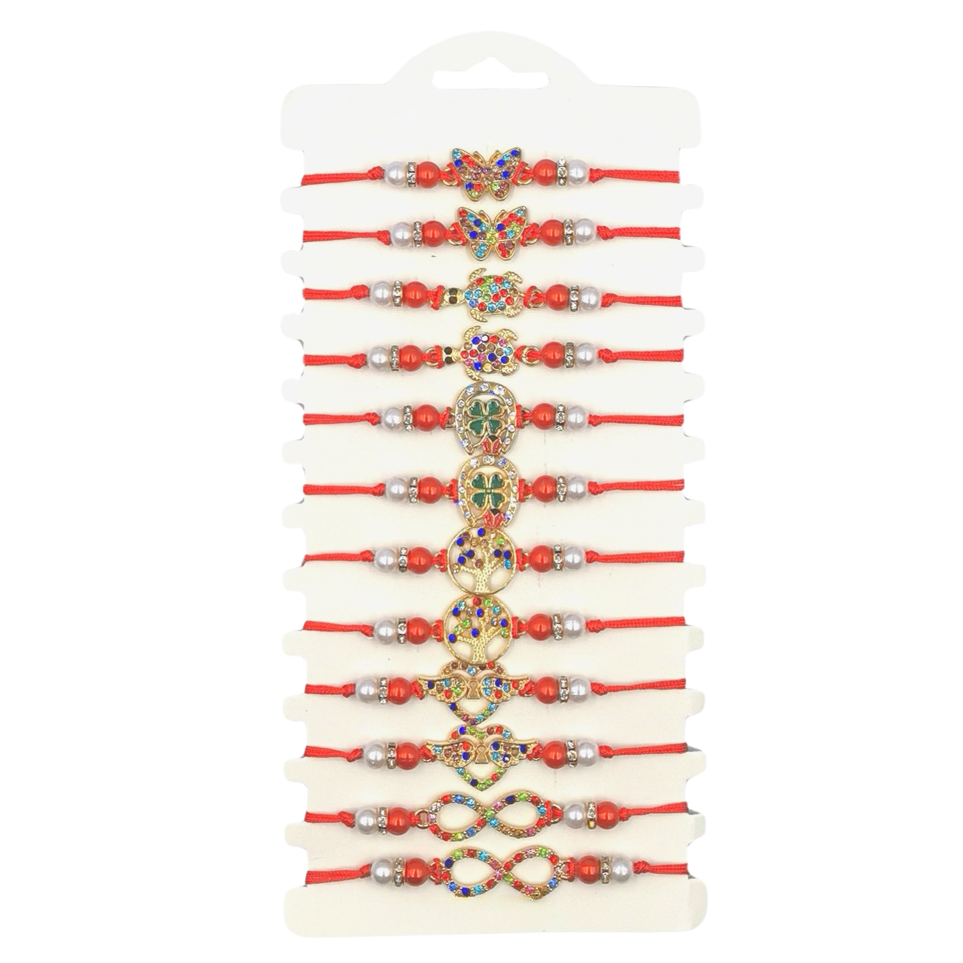 Set 12 martisoare bratari, NEVERMORE, N1014, Lungime reglabila, Rosu ...