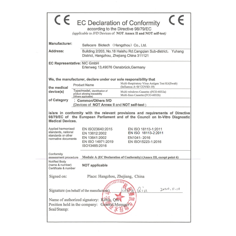 Test Rapid Combo Safecare Covid-19, Gripa Tip A si Tip B, 1 bucata ...