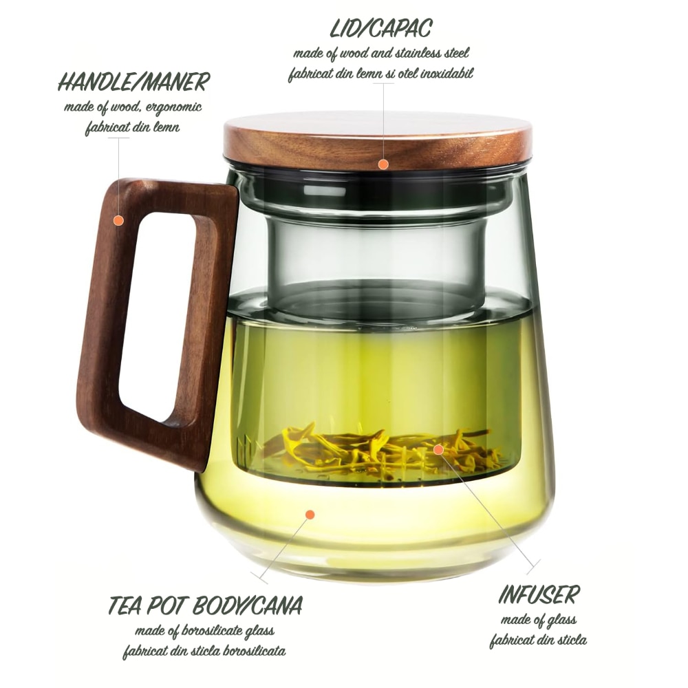 Cana cu infuzor, Quasar & Co.®, recipient pentru ceai/cafea, capac si ...