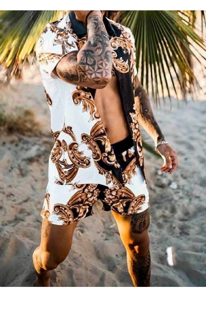 Férfi Nyári öltöny, Alkalmi, Hawaii Stílus, MeK Fine, Ing és Rövid ...