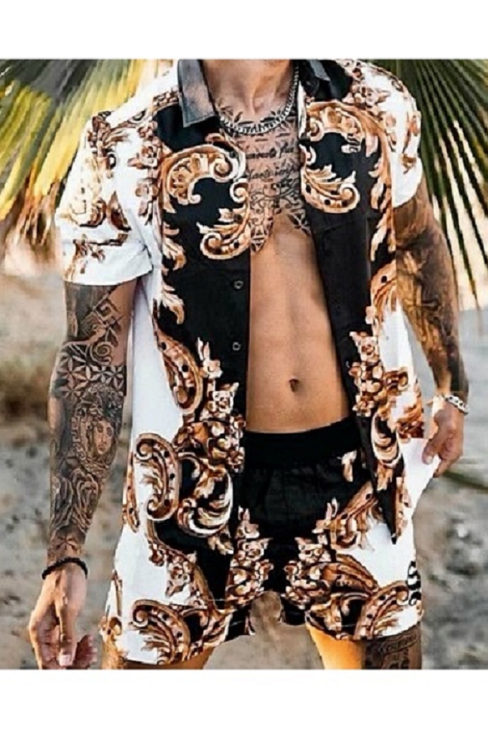 Férfi Nyári öltöny, Alkalmi, Hawaii Stílus, MeK Fine, Ing és Rövid ...