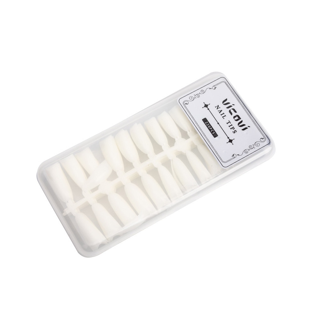 Set Tipsuri Unghii False Migdala, Vicovi, Alb Laptos, 220 buc - eMAG.ro