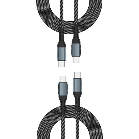 Set 2 cabluri de date pentru telefon, USB-C, 100 W, 1.5m/2 m, Gri/Negru ...