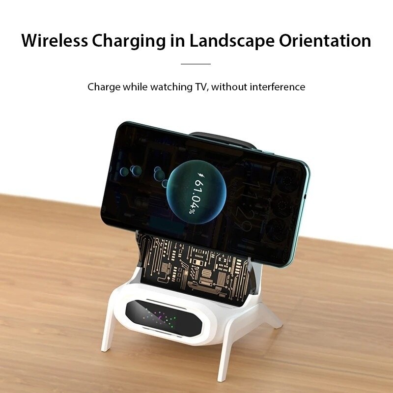 Suport pentru telefon AdyMel® de birou, 2 in 1 cu incarcare wireless 15 ...