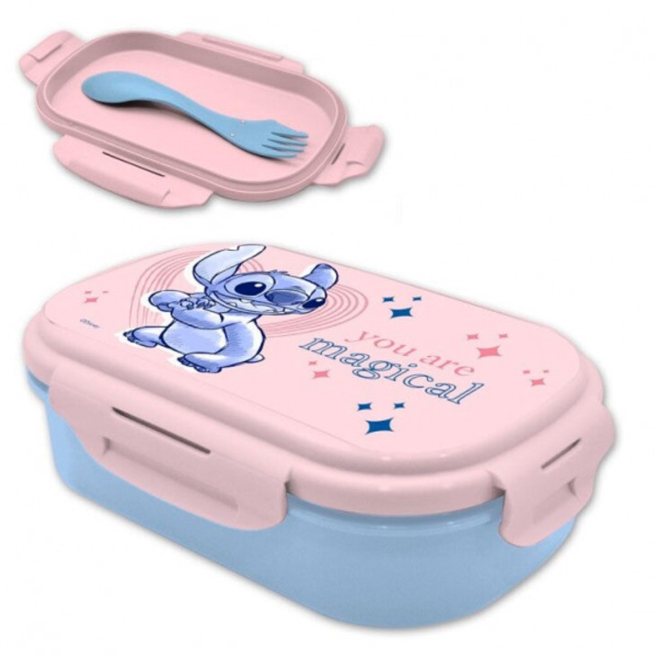 Caserola alimente pentru copii Lunch box cu tacamuri Lilo Stitch- You ...