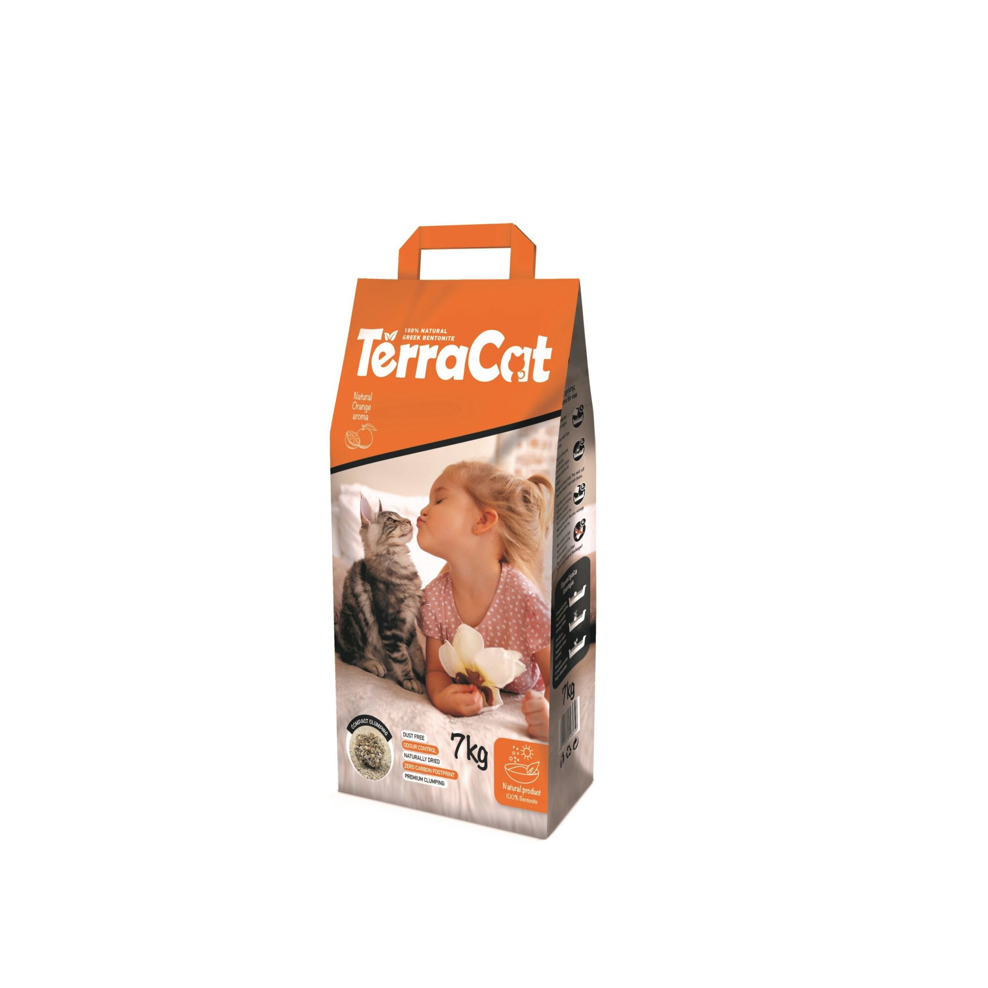 Asternut igienic pentru pisici, Terra Cat, Bentonita, cu portocale, 7 ...