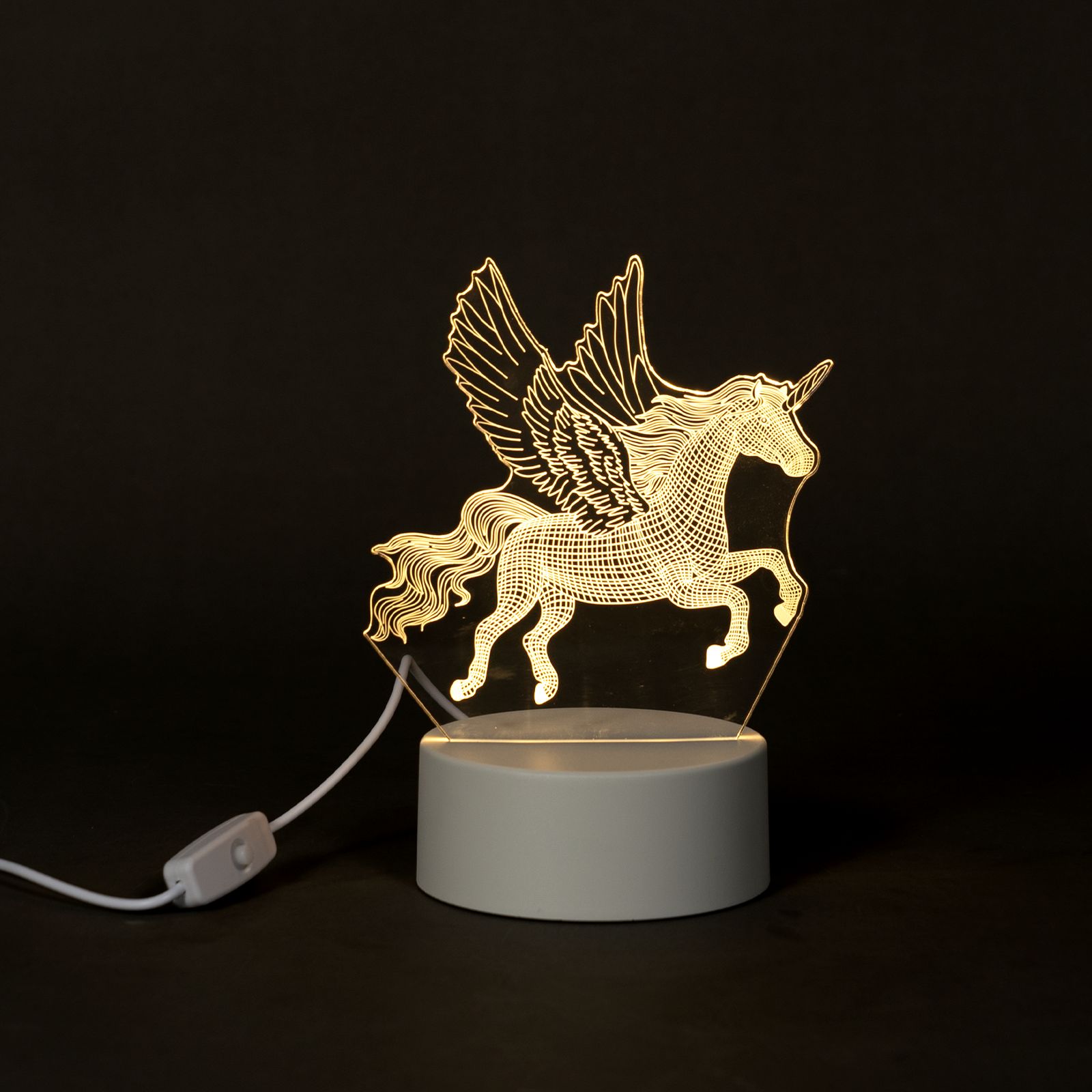 Lampa de veghe LED cu efecte 3D, din acril, alimentare USB, Unicorn ...