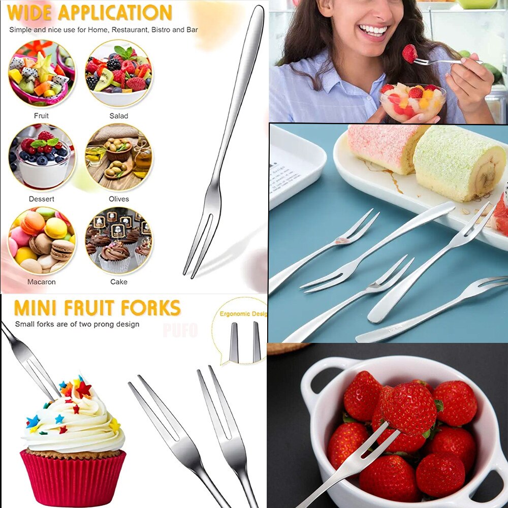 Set 2 furculite Pufo Simple pentru desert, fructe, scoici, servire ...