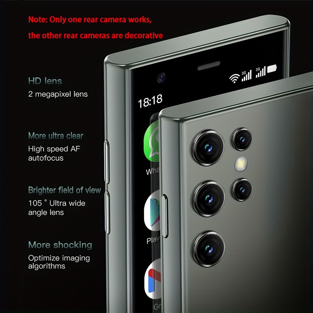 Smartphone S23 Pro, Rainbuvvy, 3 Inch, Android 8.1, 16GB, Verde inchis ...