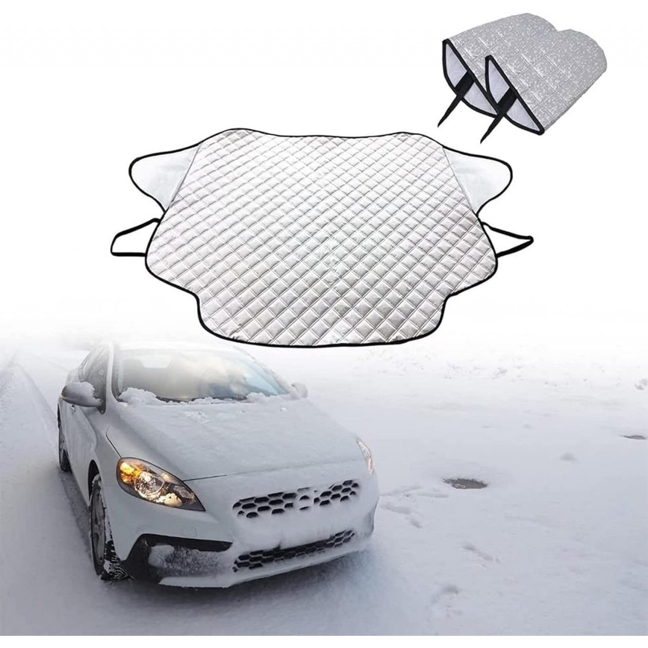 Покривало за предно стъкло Tunon, плат/алуминиево фолио, сребристо ...