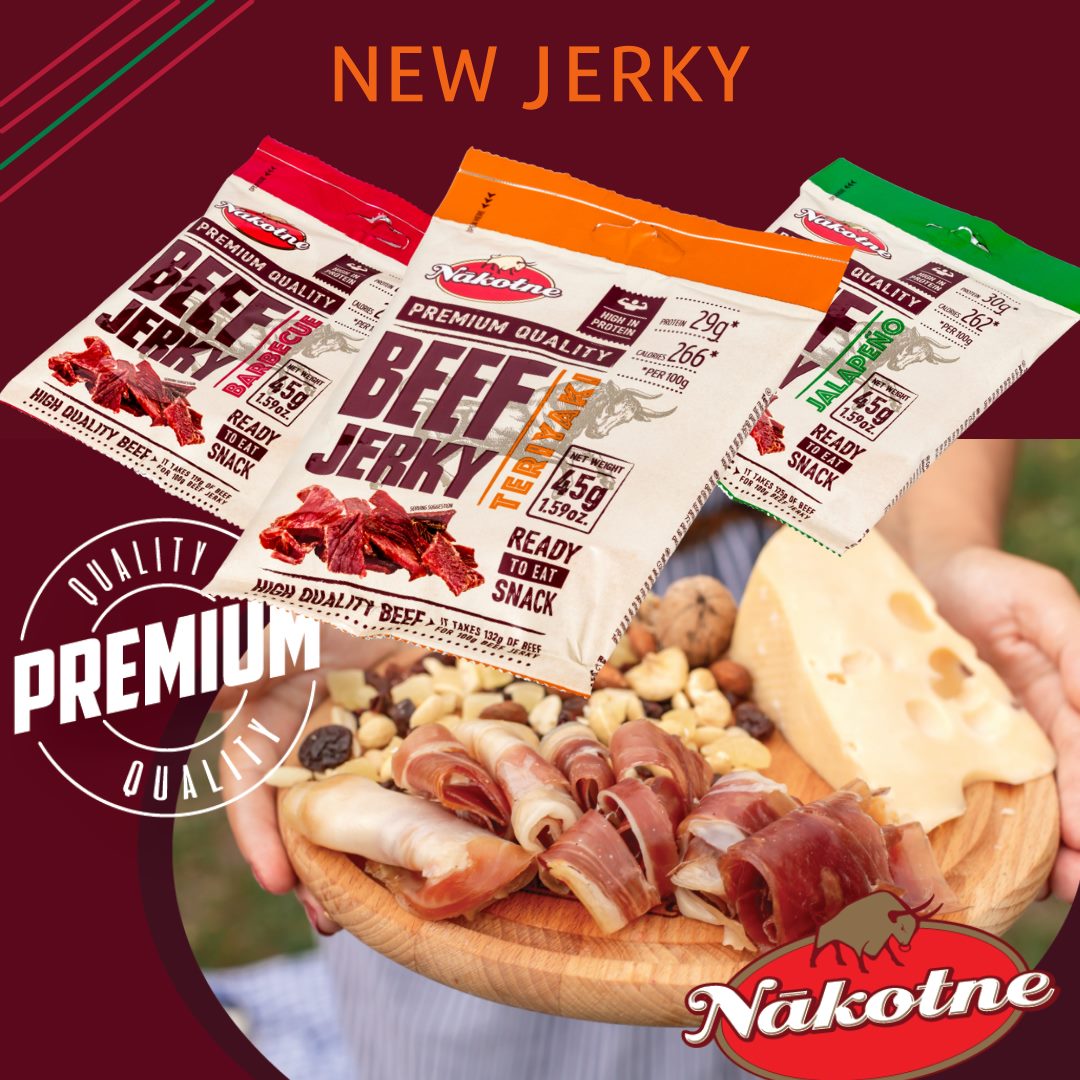 Gustare carne de vita afumata si uscata Beef Jerky Barbeque, 45 gr ...