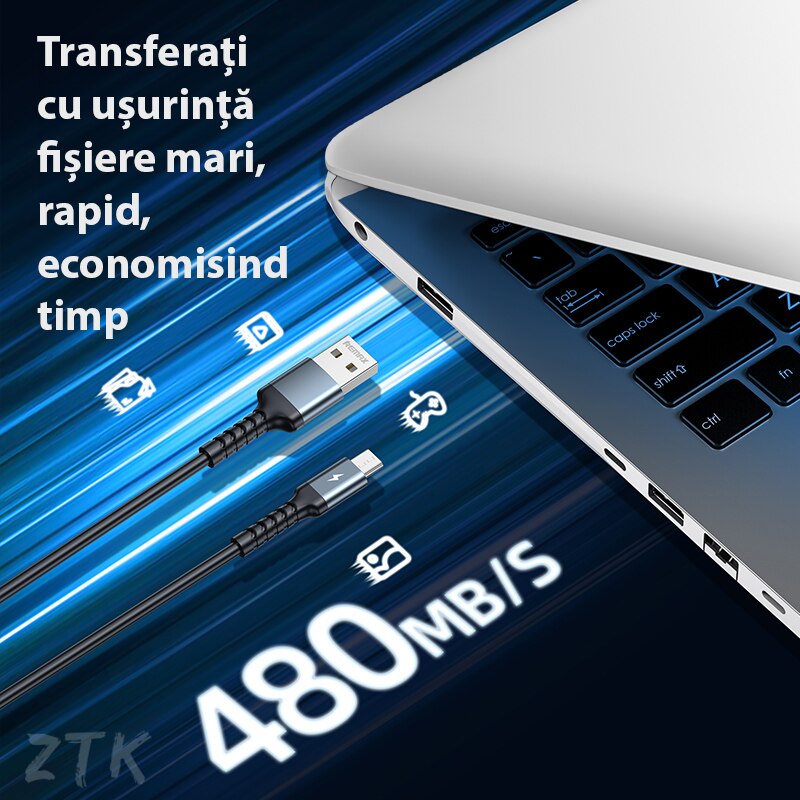 Cablu Micro USB, Remax Kayla II, RC-C008 A-M, 2.4 A, 1m, Negru - eMAG.ro