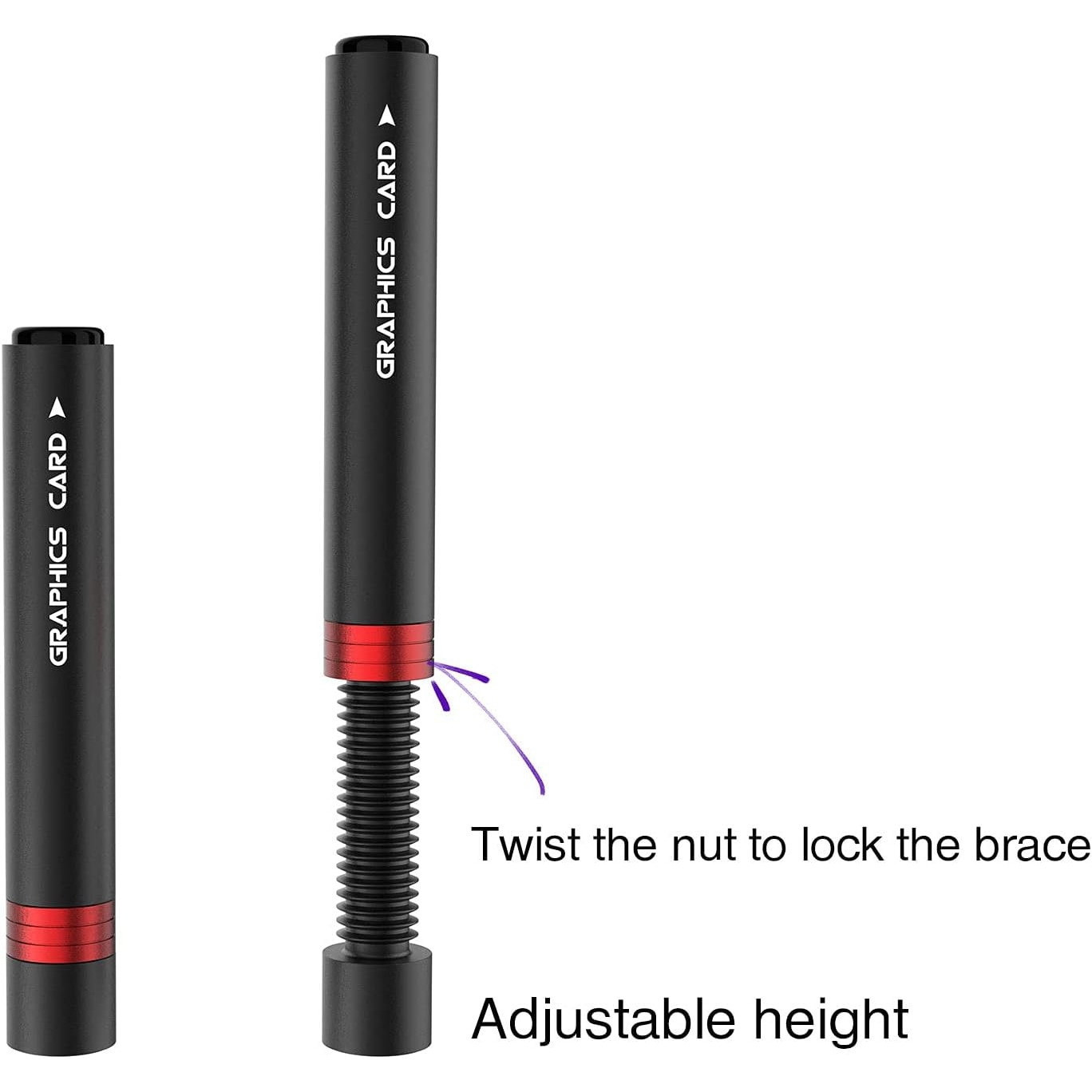 Suport Placa Video, GPU Extensibil 78mm-125mm, JENUOS®, Telescopic ...