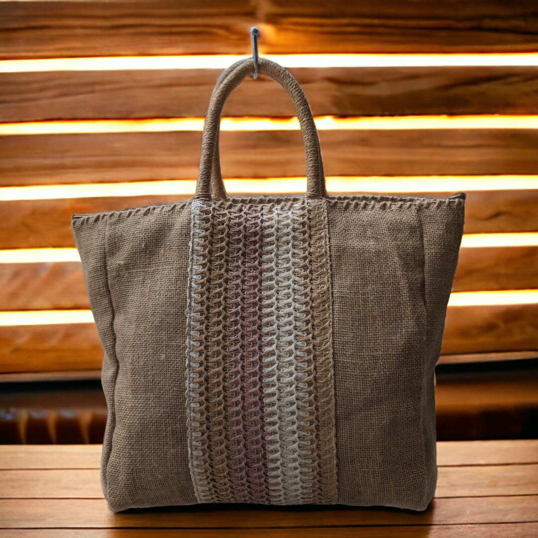 Geanta din iuta cu manere si bareta detasabila si reglabila, WF544, roz ...