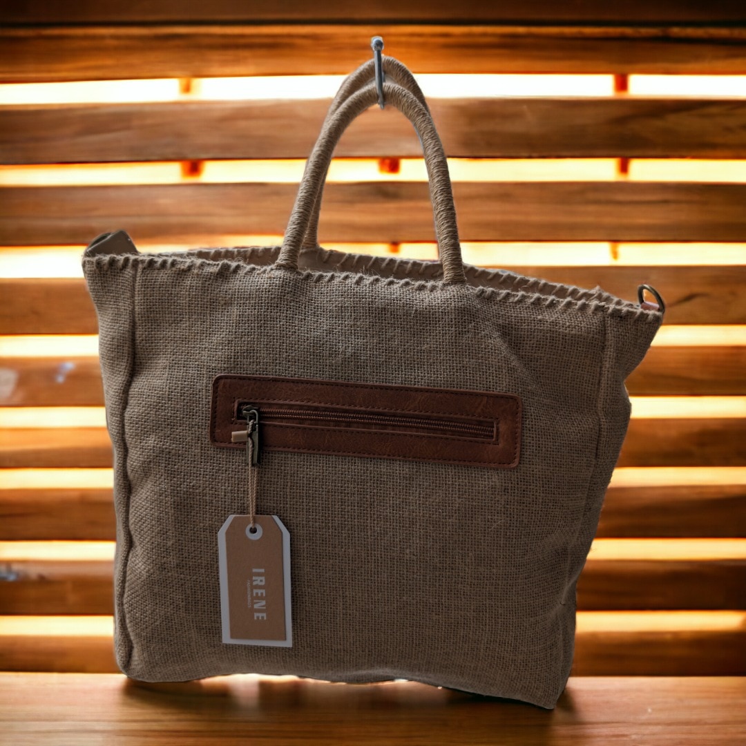 Geanta din iuta cu manere si bareta detasabila si reglabila, WF544 ...