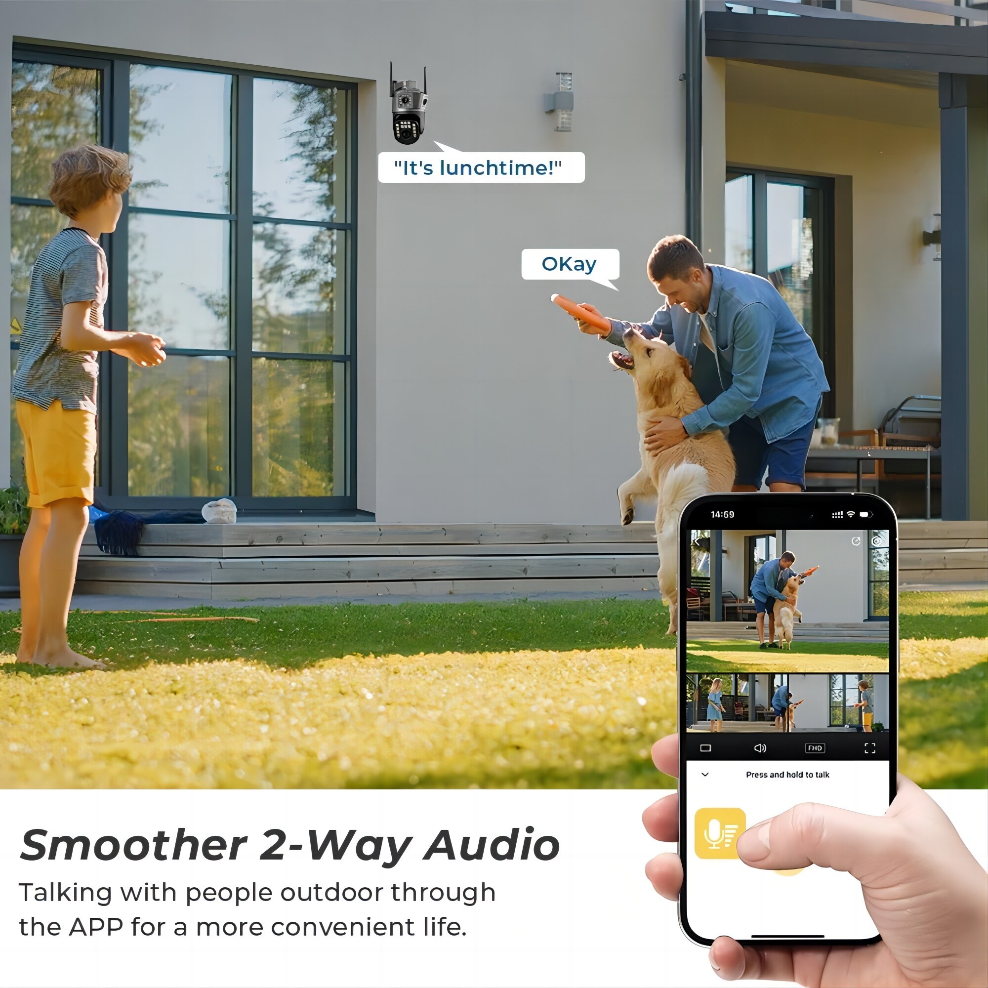 Camera de Supraveghere Tripla WIFI MOSMAOO®, 12MP, 10X digital zoom ...