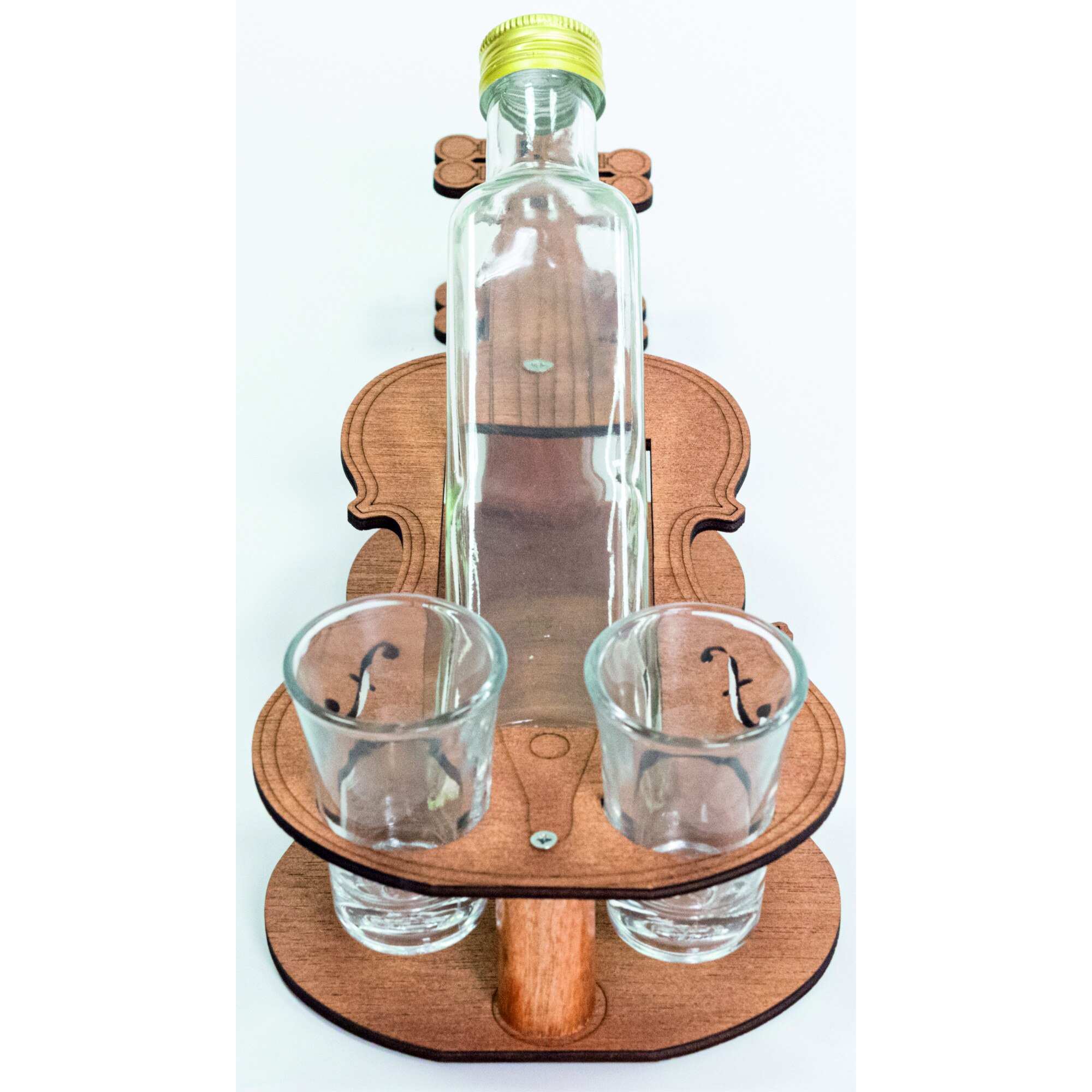 Suport (vioara mica) sticla de palinca cu 2 pahare - eMAG.ro