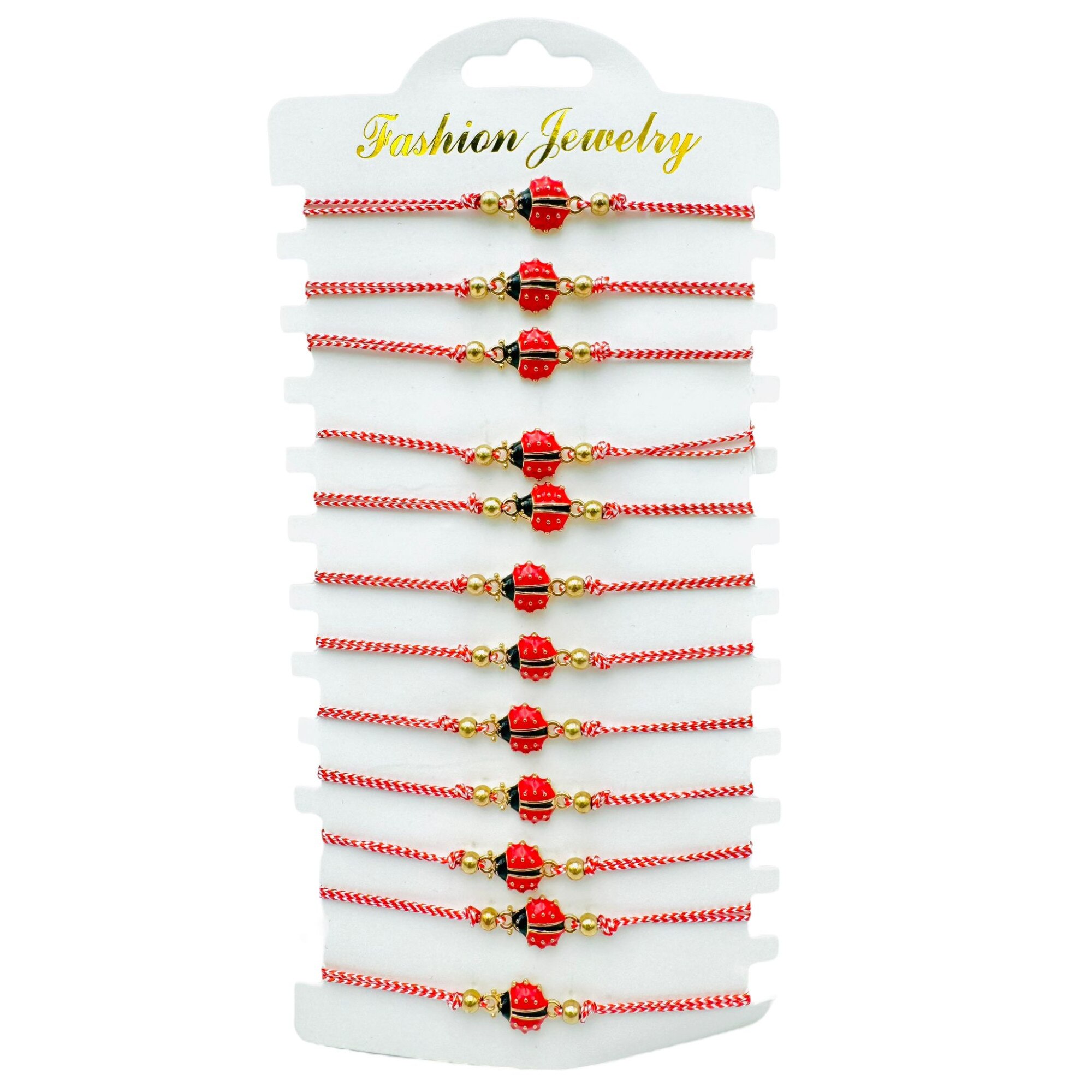 Set 12 Bratari Martisor, Buburuza Norocoasa, snur reglabil - eMAG.ro