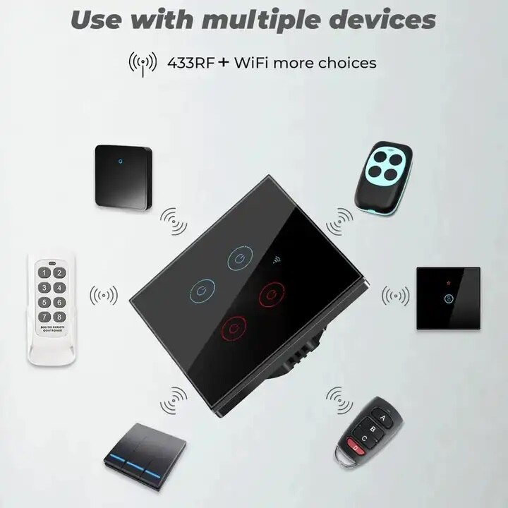 Intrerupator inteligent cu touch Tuya, Life Smart, Wi-Fi, RF433, cu sau ...