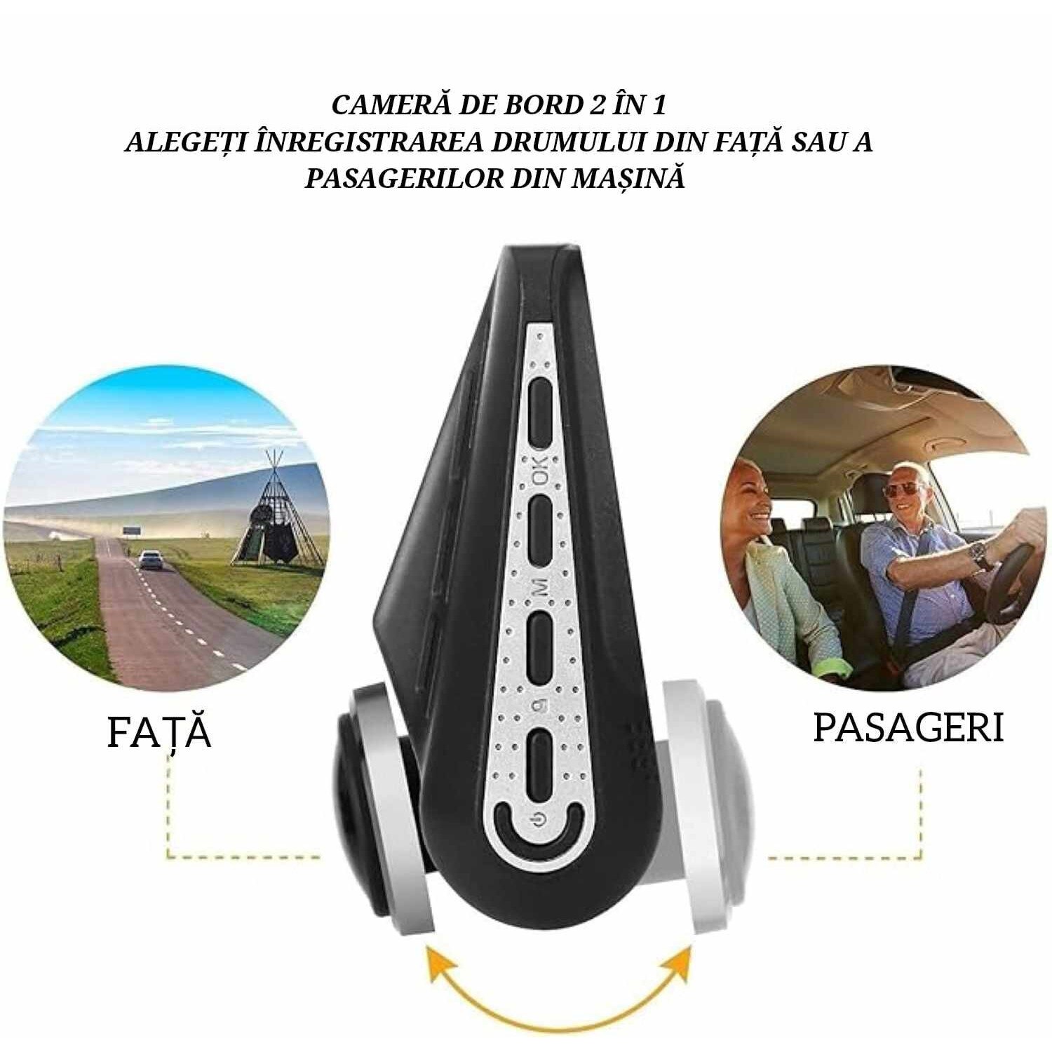 Camera de bord 2 in 1, panoramic WIFI Dash Cam, unghi ultra-larg de 210 ...