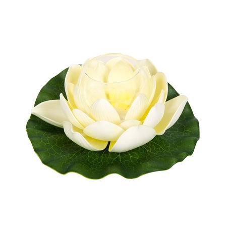 Nufar decorativ artificial, cu suport de lumanare, 20 cm, Alb, ATU ...