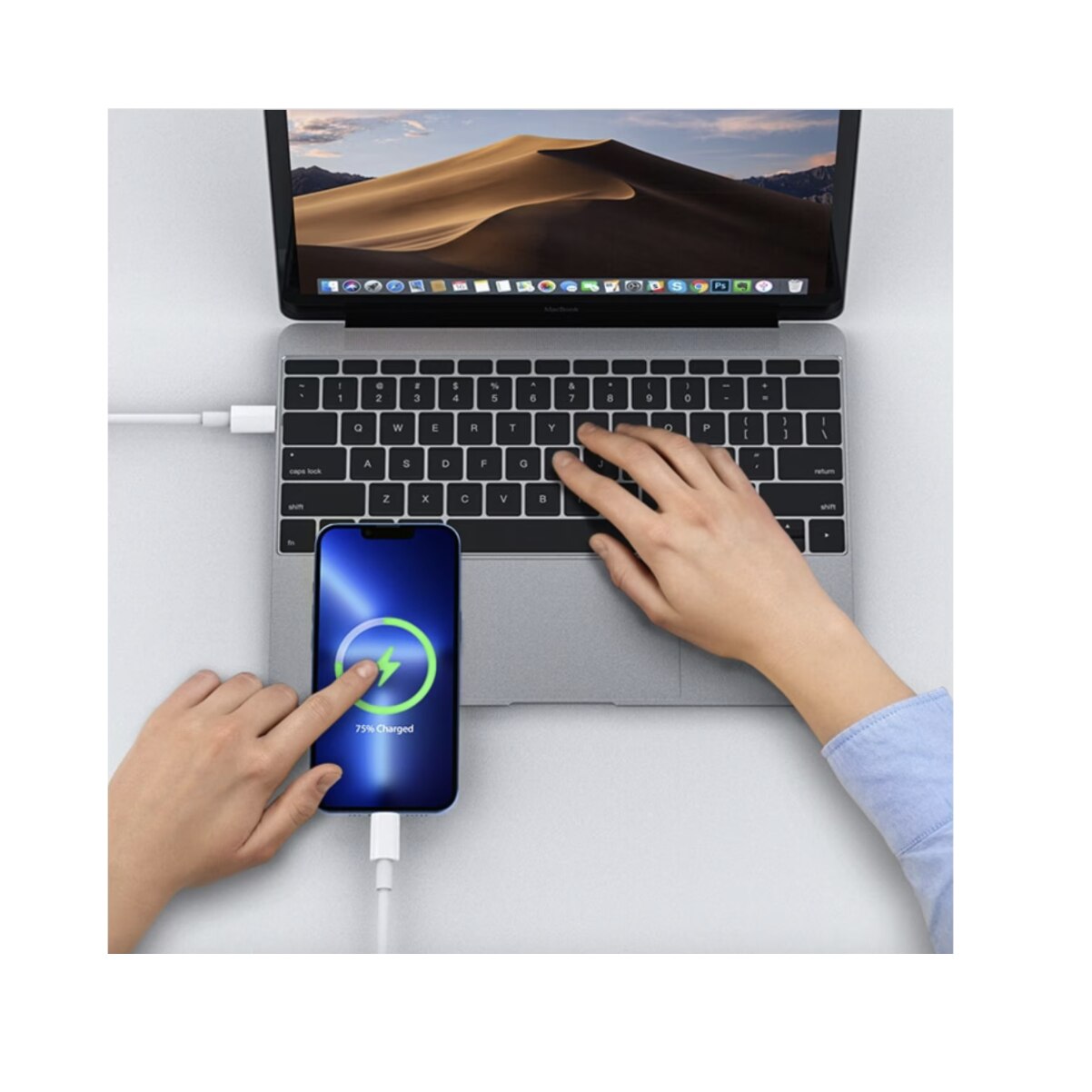 Set Incarcator USB-C 20W Fast Charger si Cablu USB-C to C, Compatibil ...