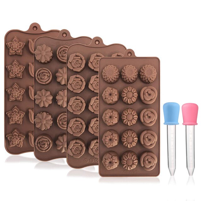 Set 4 forme pentru ciocolata, Wepzsxo, Silicon, Maro - eMAG.ro