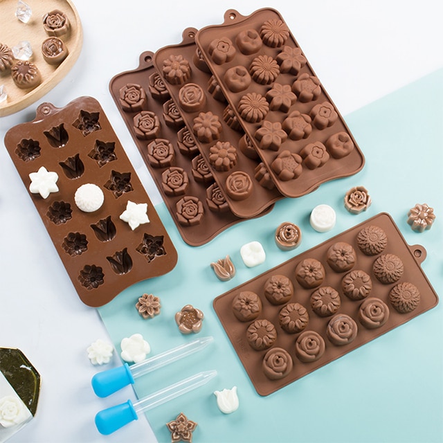 Set 4 forme pentru ciocolata, Wepzsxo, Silicon, Maro - eMAG.ro