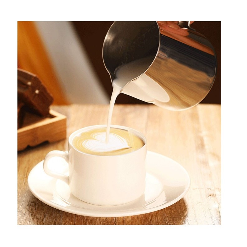 Cana din inox cu gradatie, latiera pentru spumare cu maner, cana de ...