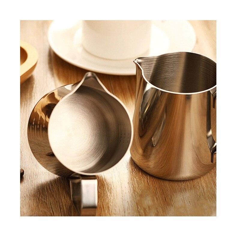 Cana din inox cu gradatie, latiera pentru spumare cu maner, cana de ...