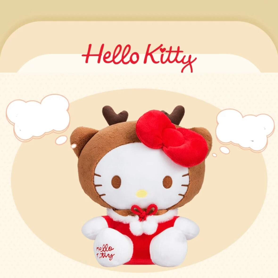 Jucarie de plus Sanrio, Hello Kitty in Costum de Craciun si Cornite de ...