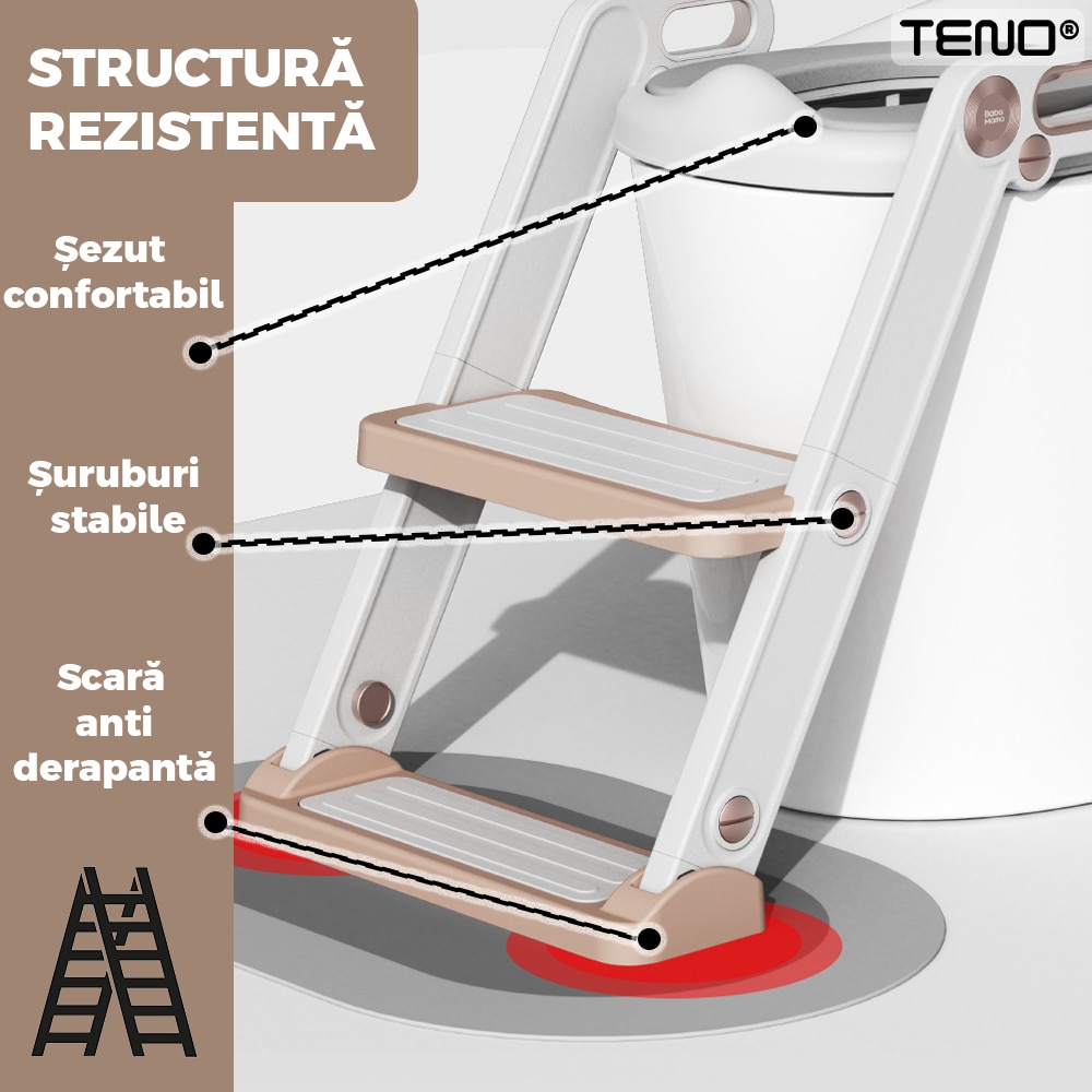 Reductor WC cu Scara Teno®, antiderapant, pentru copii cu varsta pana ...