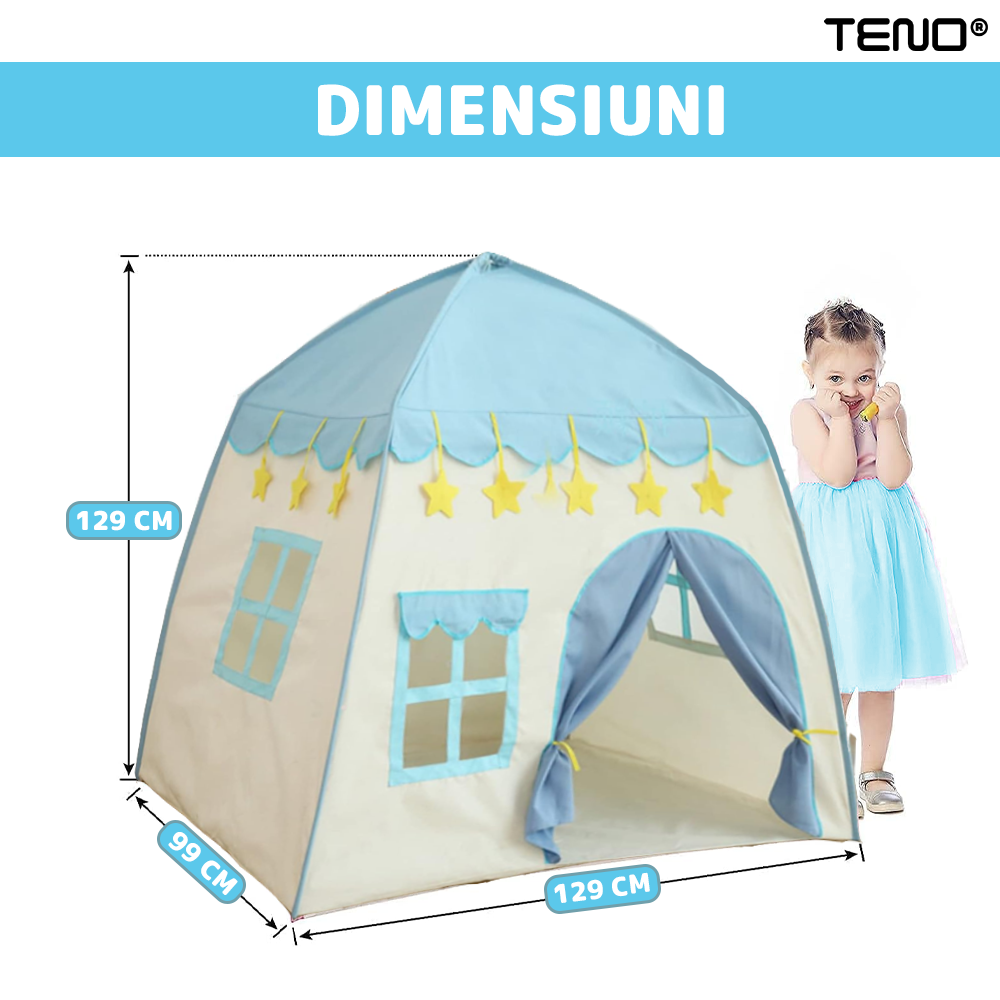 Cort de Joaca pentru Copii tip Casuta Teno®, covoras inclus cu 2 fete ...