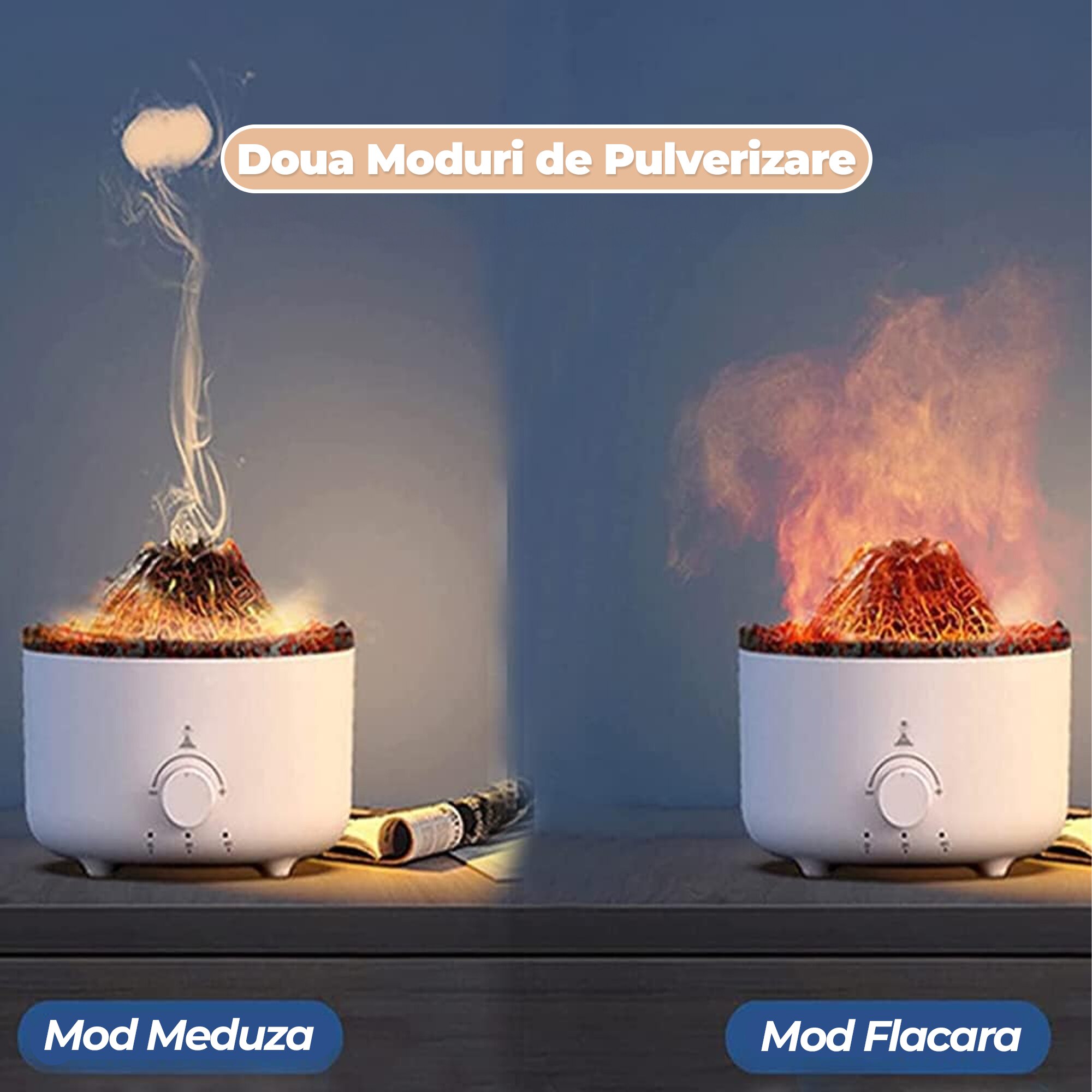 Difuzor de ulei esential, Aromaterapie tip Vulcan, Capacitate 560ml ...