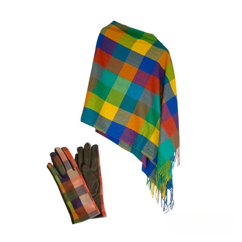 Set Esarfa tip Sal Casmir si Manusi Catifelate, Model Carouri, Cashmere ...