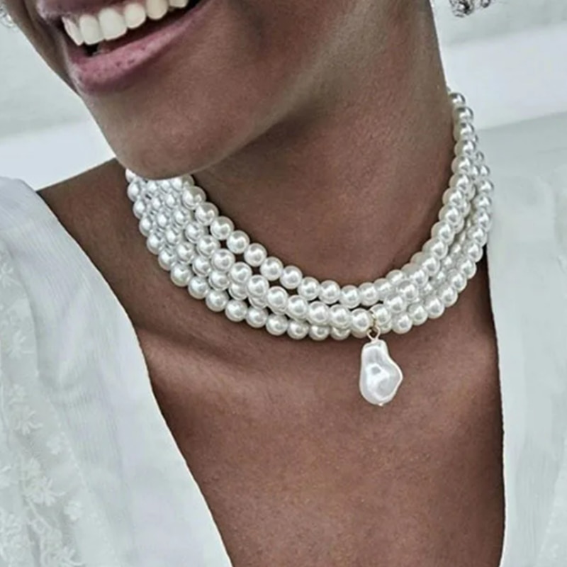 Colier dama din margele, model elegant cu accesoriu asimetric, reglabil ...