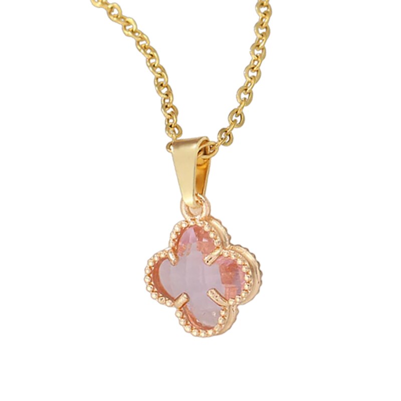 Lant dama, pandantiv cu trifoi cu patru foi, model minimalist, reglabil ...