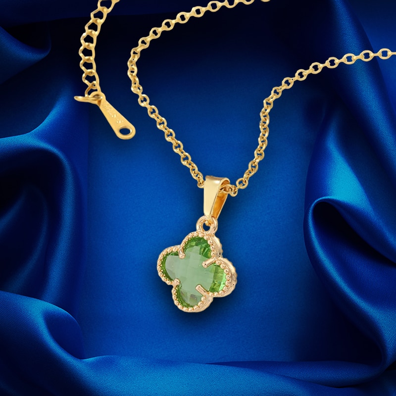 Lant dama, pandantiv cu trifoi cu patru foi, model minimalist, reglabil ...