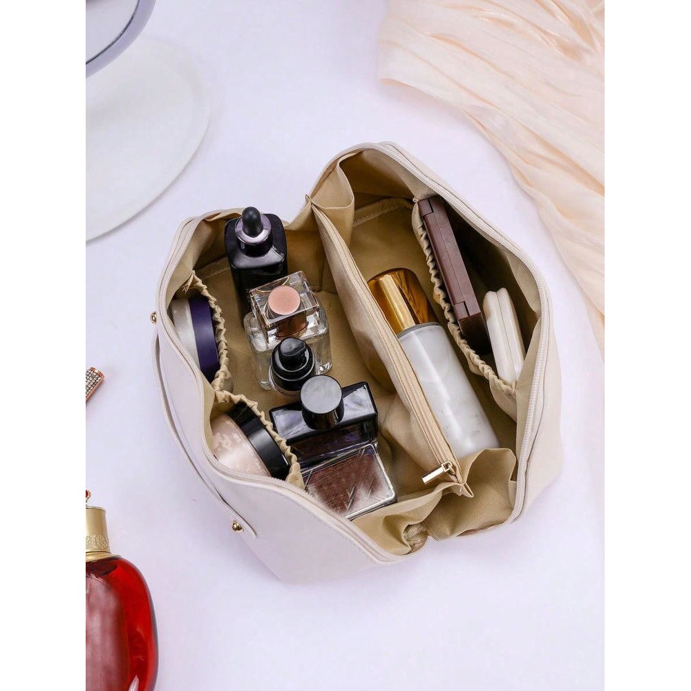 Geanta cosmetice si parfumuri, cu maner, ideal geanta bagaj, Crem - eMAG.ro