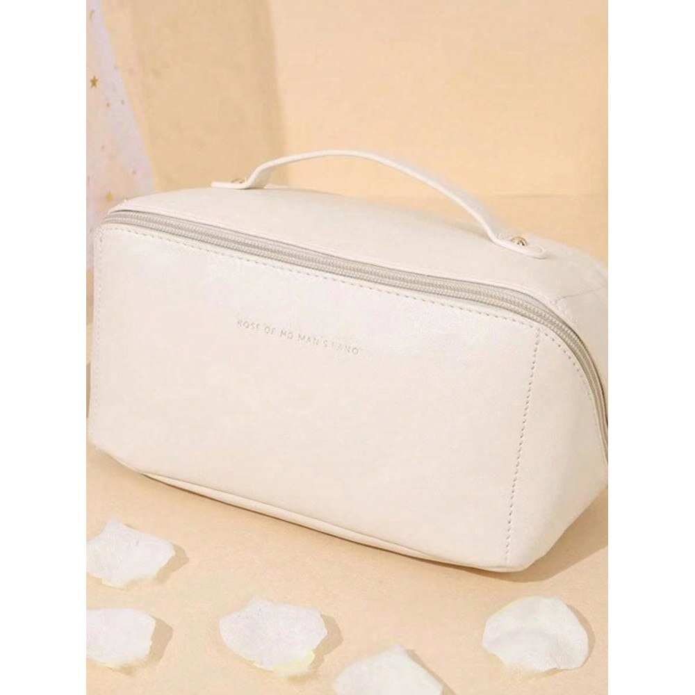 Geanta cosmetice si parfumuri, cu maner, ideal geanta bagaj, Crem - eMAG.ro