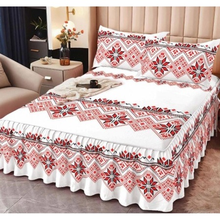 Cearceaf de Pat cu Volanase, 3 Piese, 2 Fete de Perna, Multicolora ...