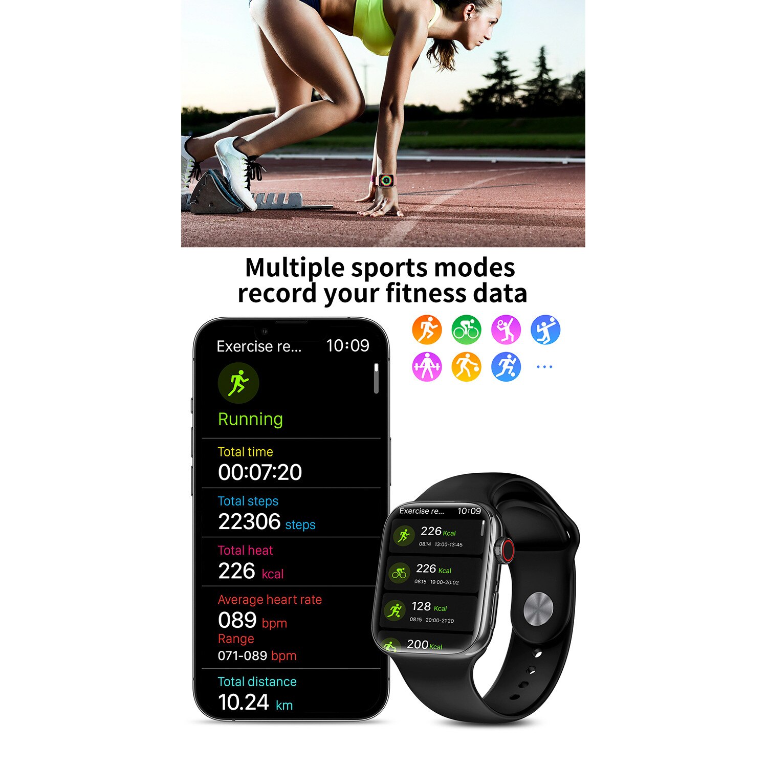 Smartwatch T900 Promax S, правоъгълен екран, 1,92 инча, съвместим с IOS ...