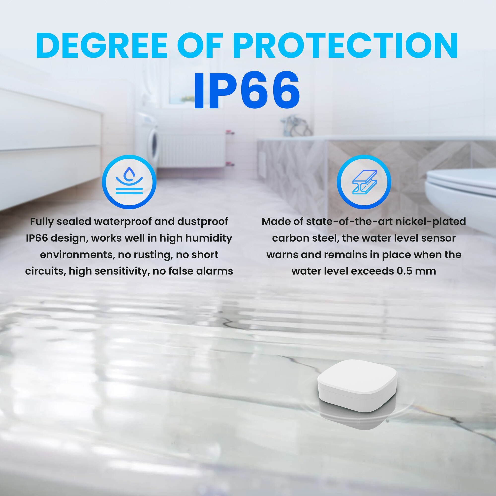 Senzor de apa Extralink Smart Life, Smart Home, ZigBee, IP66, PC/ABS ...