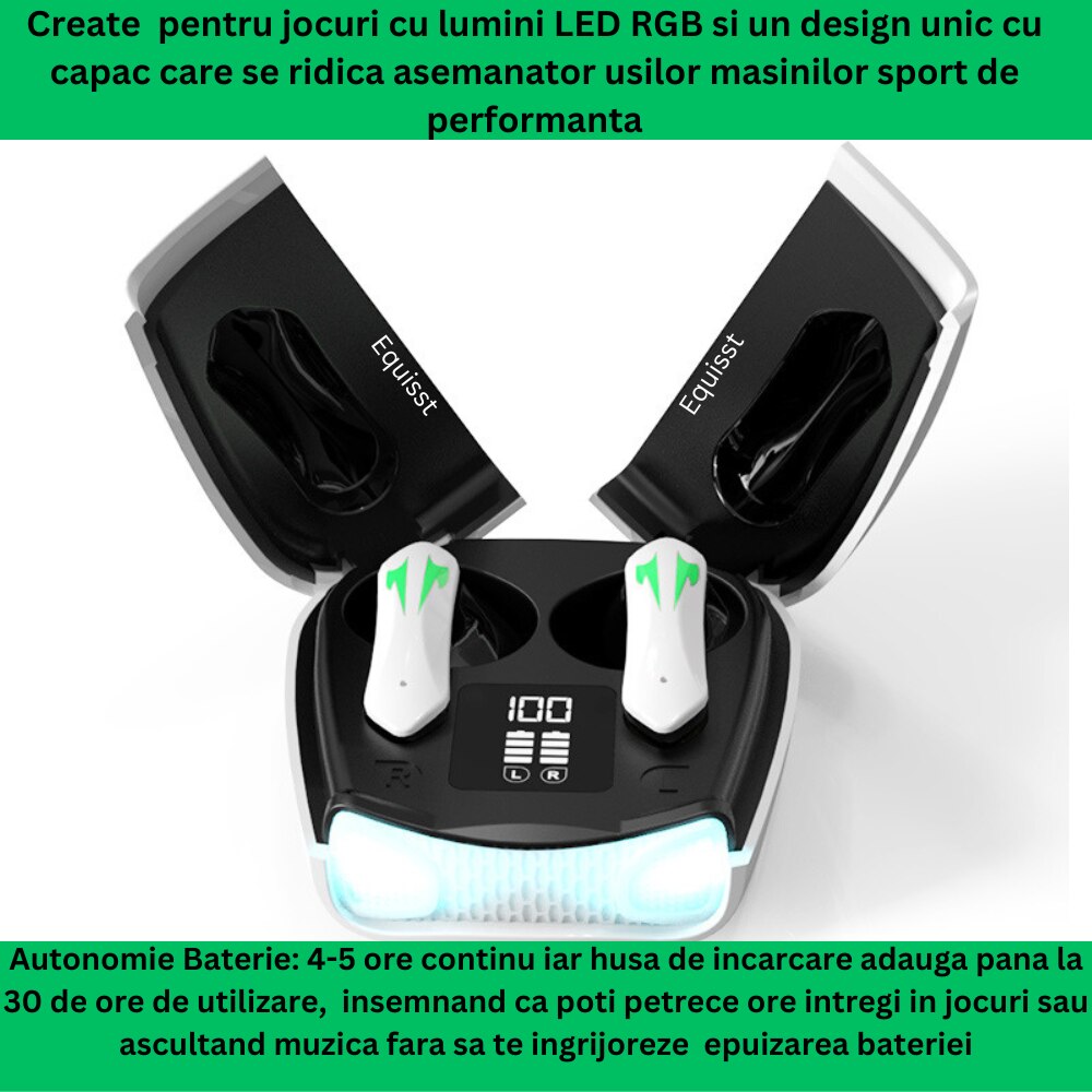 Casti Wireless Audio Gaming Equisst® X16PRO, fara fir, Bluetooth 5.3 ...