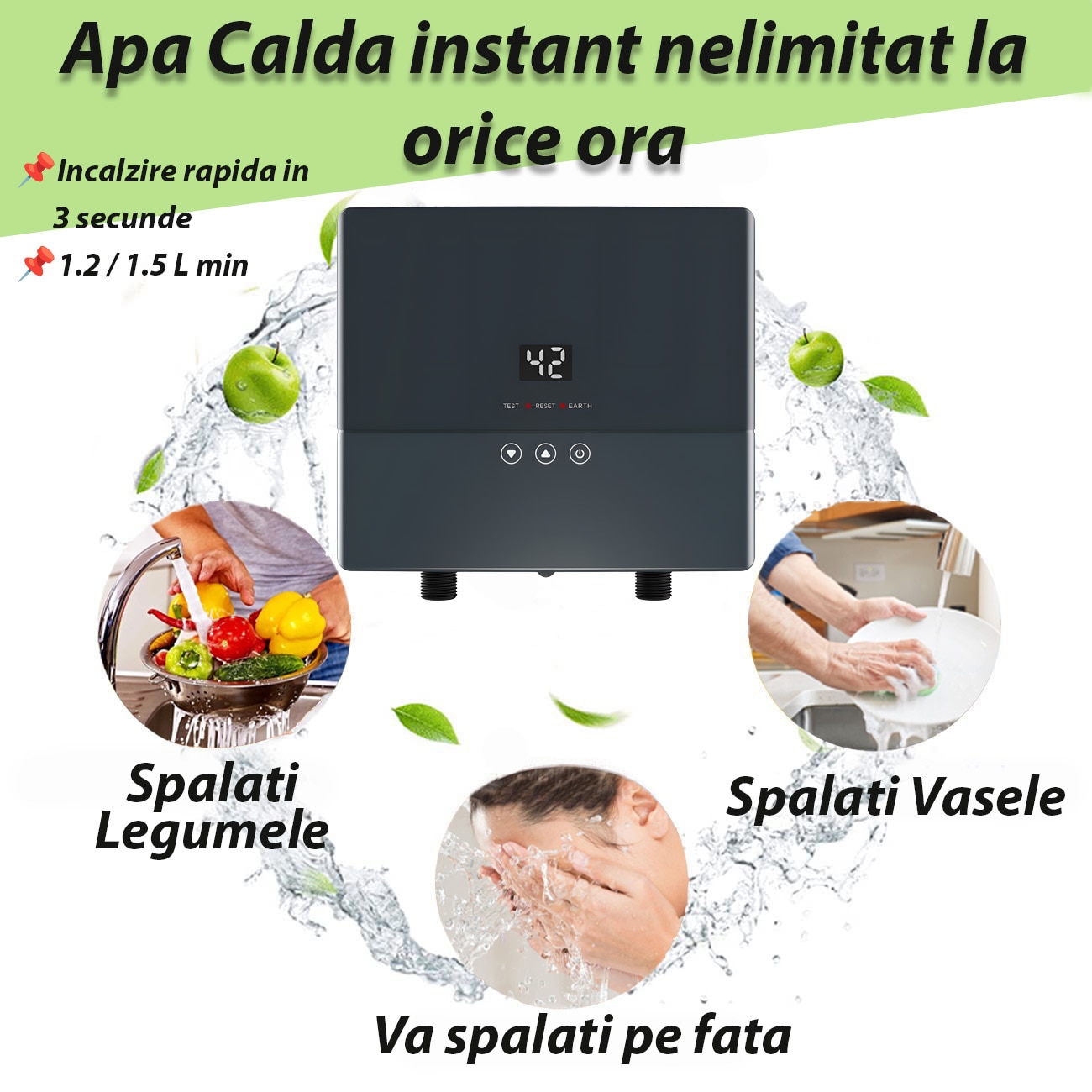 Instant electric pentru apa cu WIFI si afisaj LED, 6000W, Protectie ...