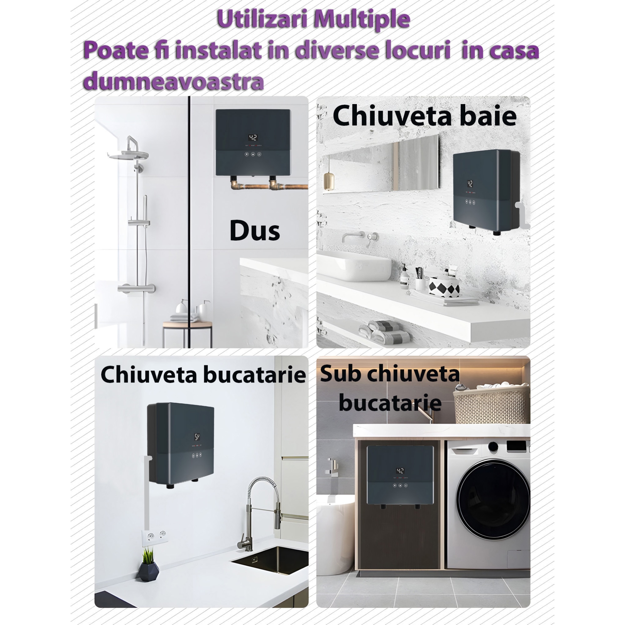Instant electric pentru apa cu WIFI si afisaj LED, 6000W, Protectie ...