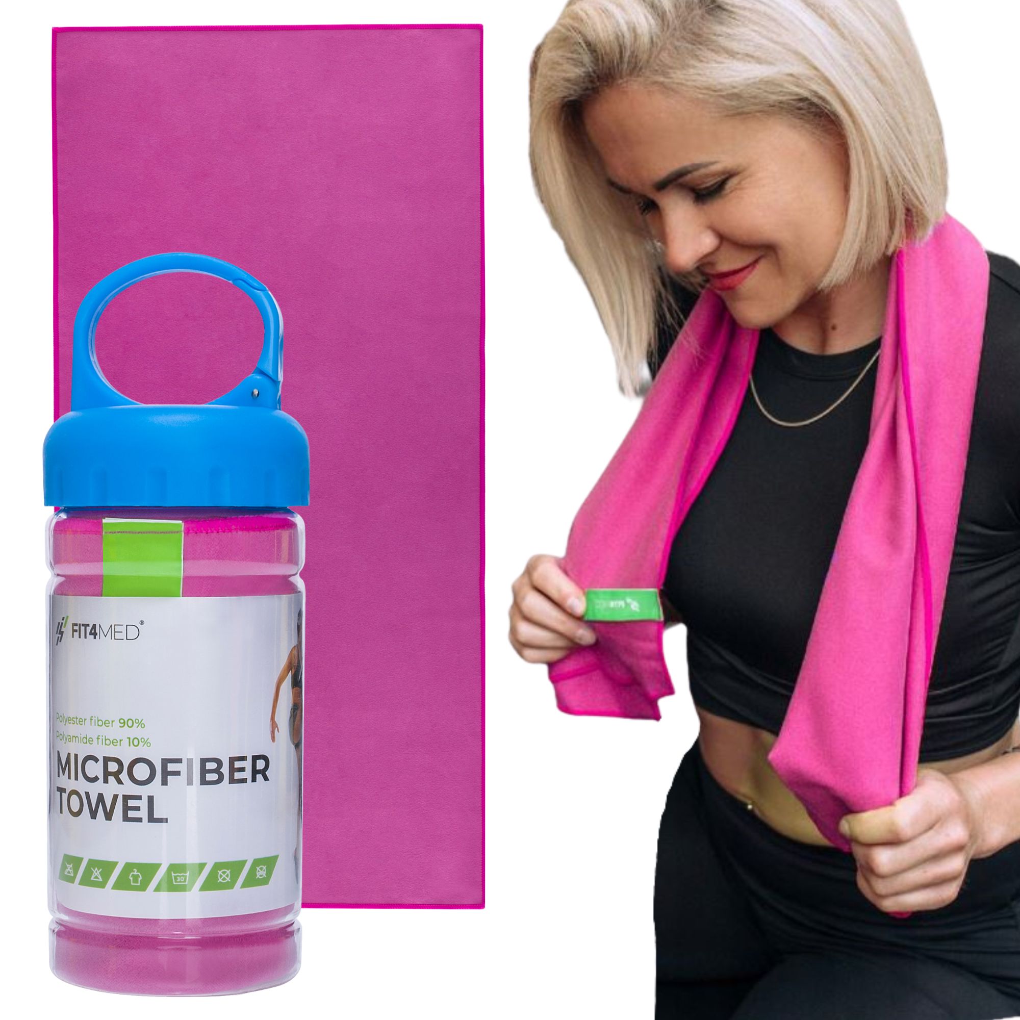 Prosop din microfibra, Fit4Med, FIT012, Uscare rapida, 30x100, Husa cu ...