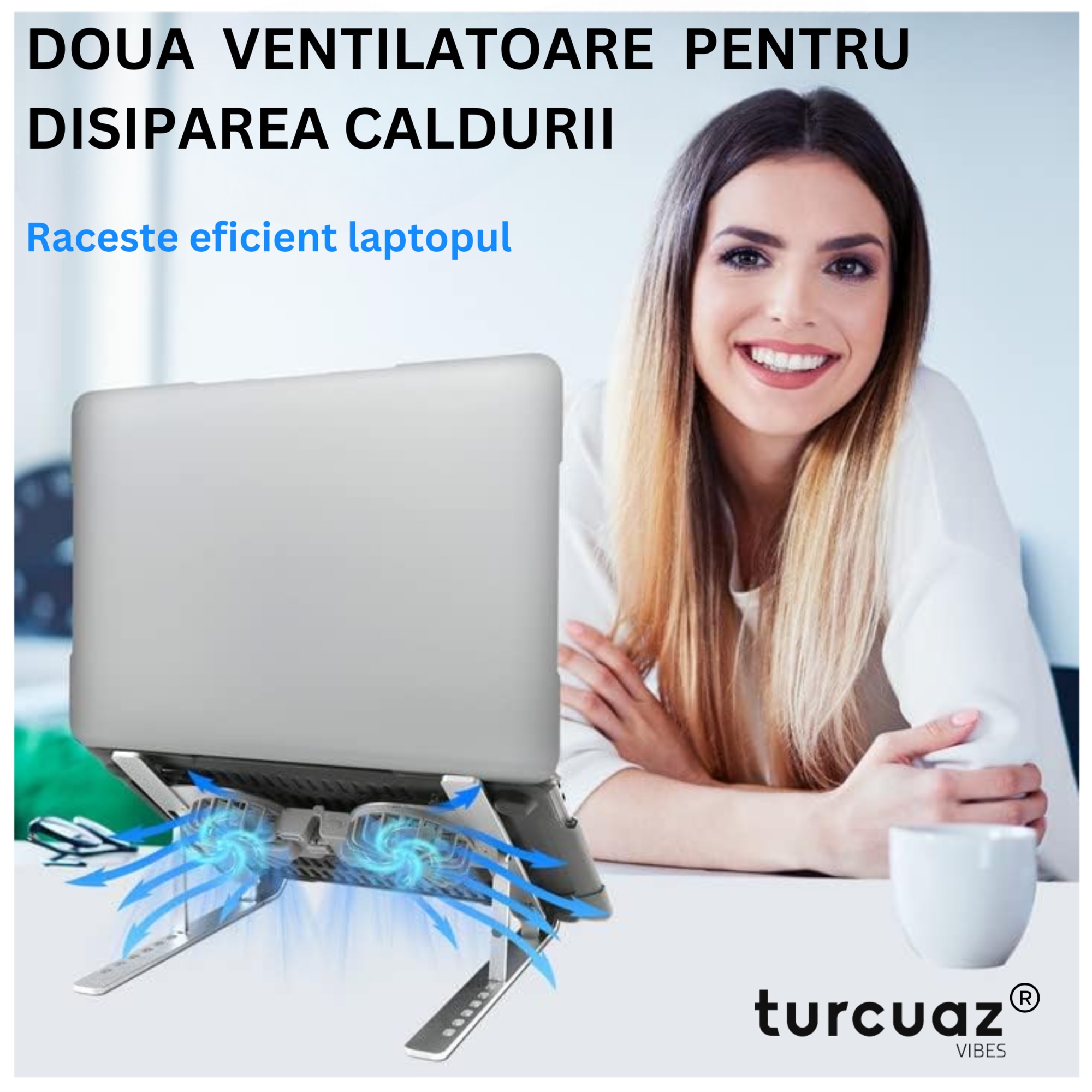 Стойка за лаптоп Turcuaz Vibes ергономична разглобяема и преносима
