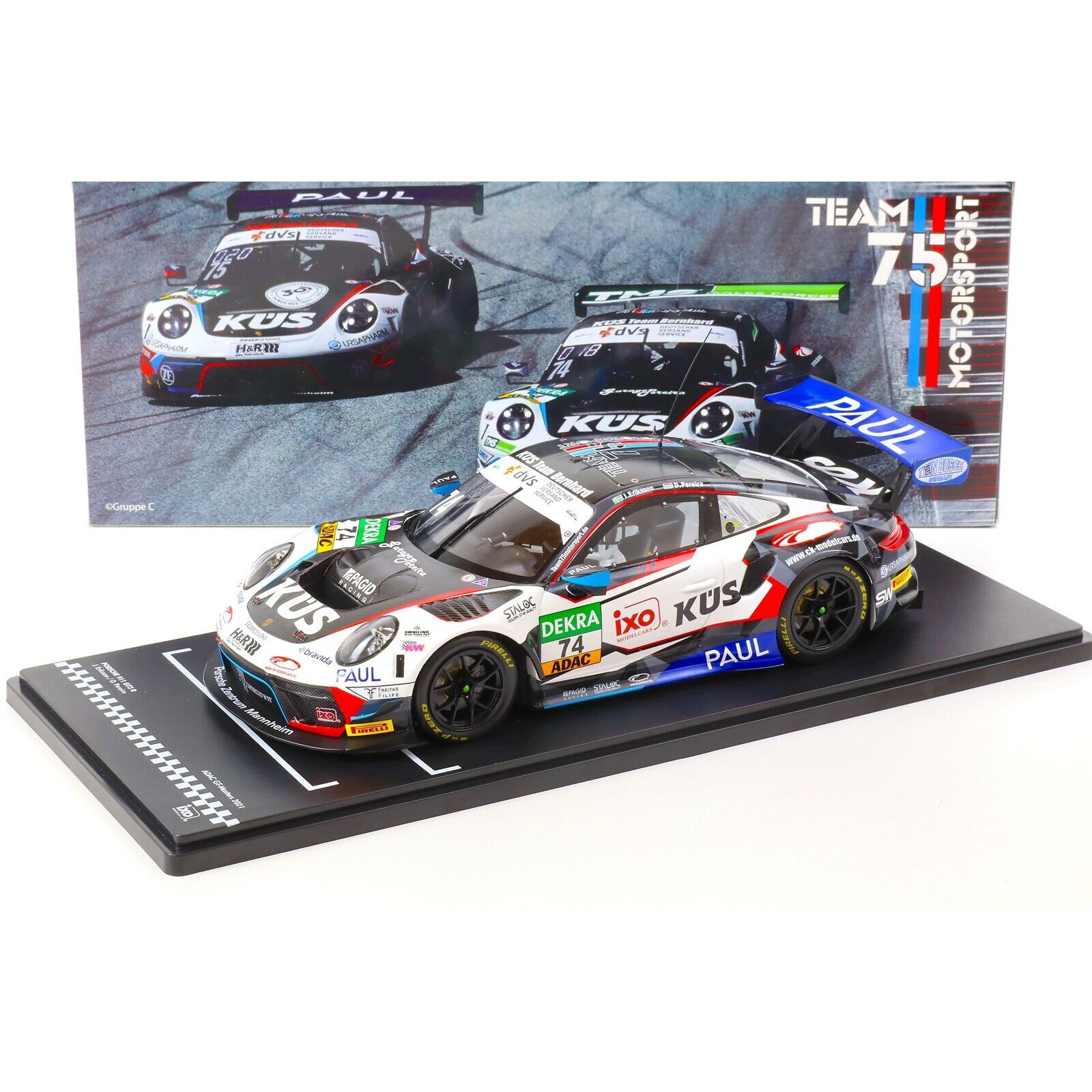 Macheta Porsche 911 GT3 R nr.74 - 1/18 IxoModels - eMAG.ro